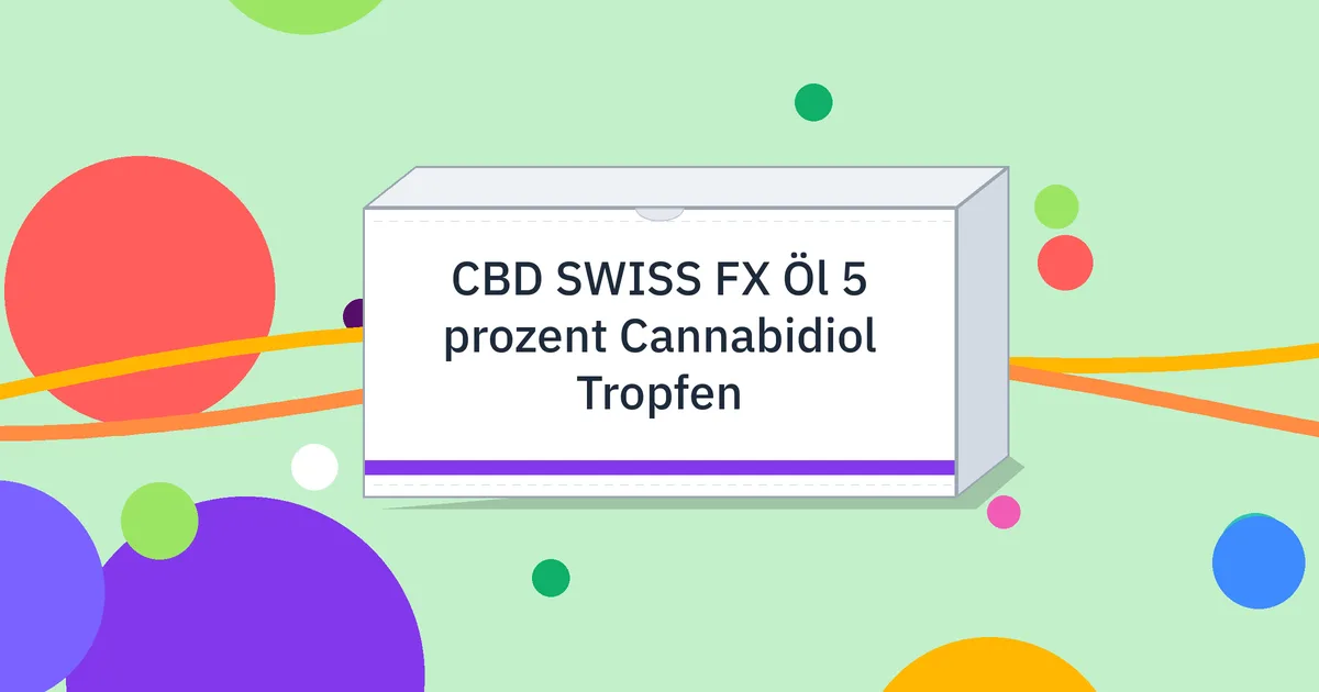 Symbolbild: Packung mit der Aufschrift CBD SWISS FX Öl 5 prozent Cannabidiol Tropfen (PZN 17211356) – Verfügbarkeit und Bezug in Apotheken in Frankfurt am Main