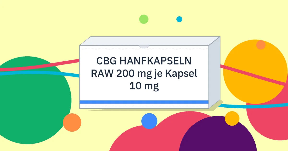 Symbolbild: Packung mit der Aufschrift CBG HANFKAPSELN RAW 200 mg je Kapsel 10 mg (PZN 15734512) – Verfügbarkeit und Bezug in Apotheken in Frankfurt am Main