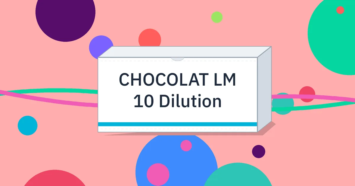 Symbolbild: Packung mit der Aufschrift CHOCOLAT LM 10 Dilution (PZN 12816876) – Verfügbarkeit und Bezug in Apotheken in Frankfurt am Main