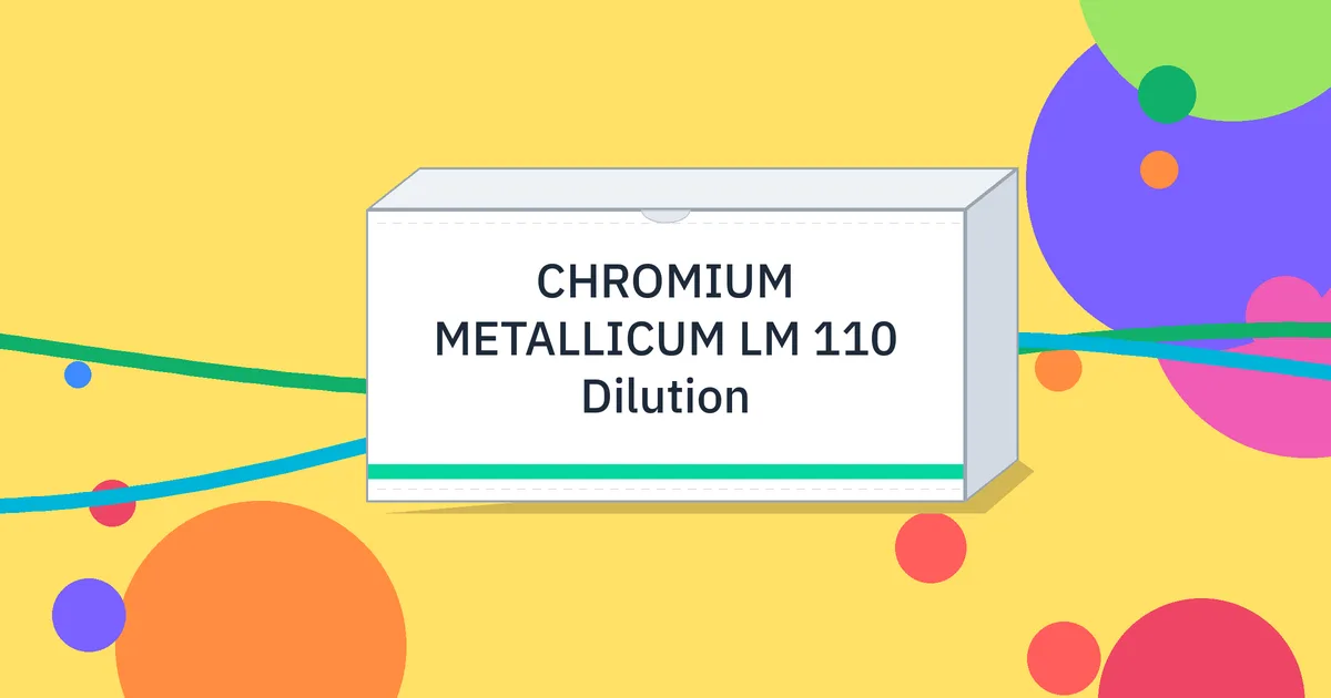 Symbolbild: Packung mit der Aufschrift CHROMIUM METALLICUM LM 110 Dilution (PZN 12818102) – Verfügbarkeit und Bezug in Apotheken in Frankfurt am Main