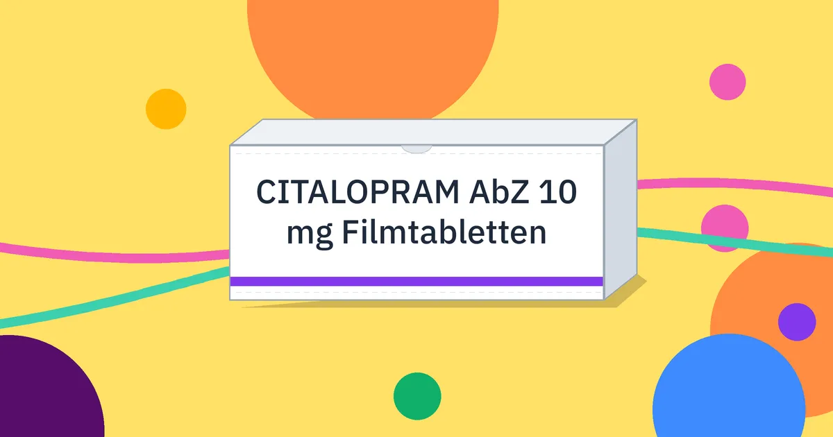 Symbolbild: Packung mit der Aufschrift CITALOPRAM AbZ 10 mg Filmtabletten (PZN 00453368) – Verfügbarkeit und Bezug in Apotheken in Frankfurt am Main