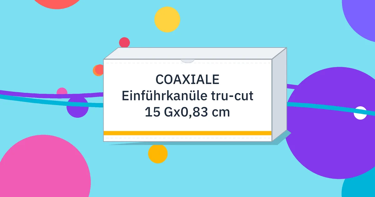 Symbolbild: Packung mit der Aufschrift COAXIALE Einführkanüle tru-cut 15 Gx0,83 cm (PZN 16087612) – Verfügbarkeit und Bezug in Apotheken in Frankfurt am Main