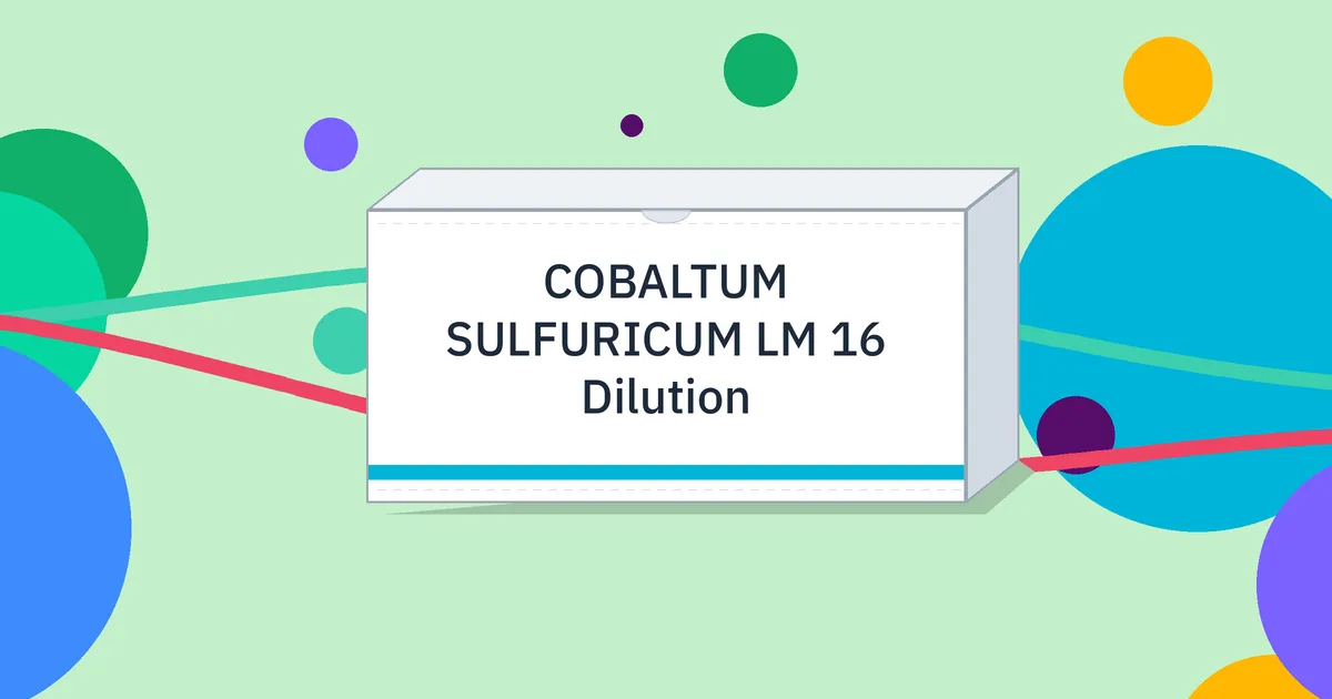 Symbolbild: Packung mit der Aufschrift COBALTUM SULFURICUM LM 16 Dilution (PZN 12824574) – Verfügbarkeit und Bezug in Apotheken in Frankfurt am Main