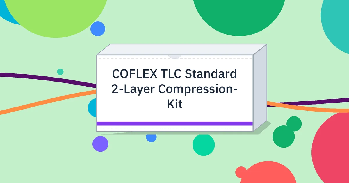 Symbolbild: Packung mit der Aufschrift COFLEX TLC Standard 2-Layer Compression-Kit (PZN 17544448) – Verfügbarkeit und Bezug in Apotheken in Frankfurt am Main