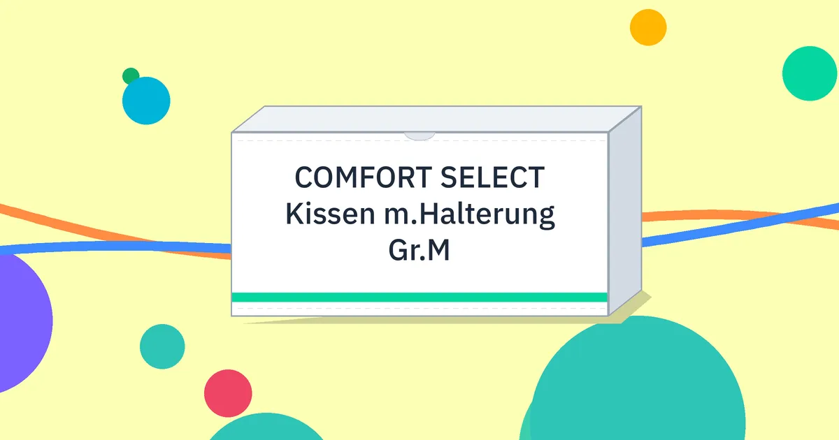Symbolbild: Packung mit der Aufschrift COMFORT SELECT Kissen m.Halterung Gr.M (PZN 00654523) – Verfügbarkeit und Bezug in Apotheken in Frankfurt am Main