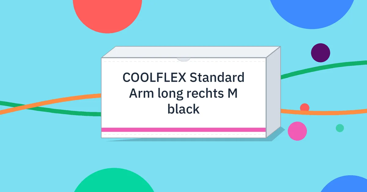 Symbolbild: Packung mit der Aufschrift COOLFLEX Standard Arm long rechts M black (PZN 20382541) – Verfügbarkeit und Bezug in Apotheken in Frankfurt am Main