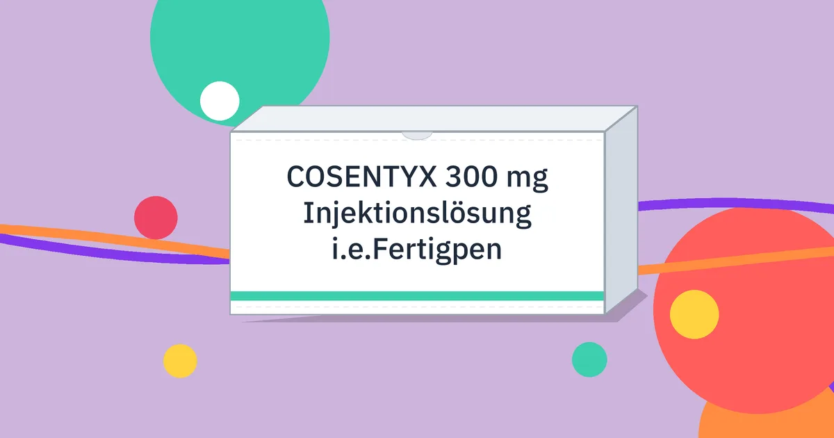 Symbolbild: Packung mit der Aufschrift COSENTYX 300 mg Injektionslösung i.e.Fertigpen (PZN 17674435) – Verfügbarkeit und Bezug in Apotheken in Frankfurt am Main