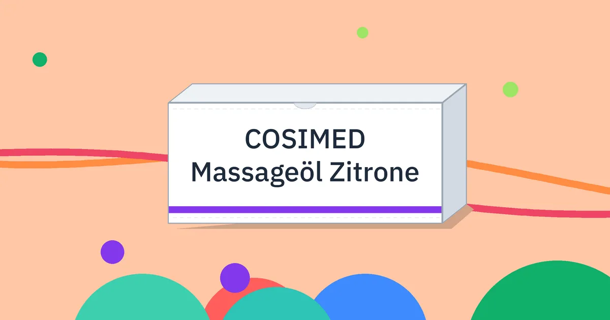 Symbolbild: Packung mit der Aufschrift COSIMED Massageöl Zitrone (PZN 15745881) – Verfügbarkeit und Bezug in Apotheken in Frankfurt am Main
