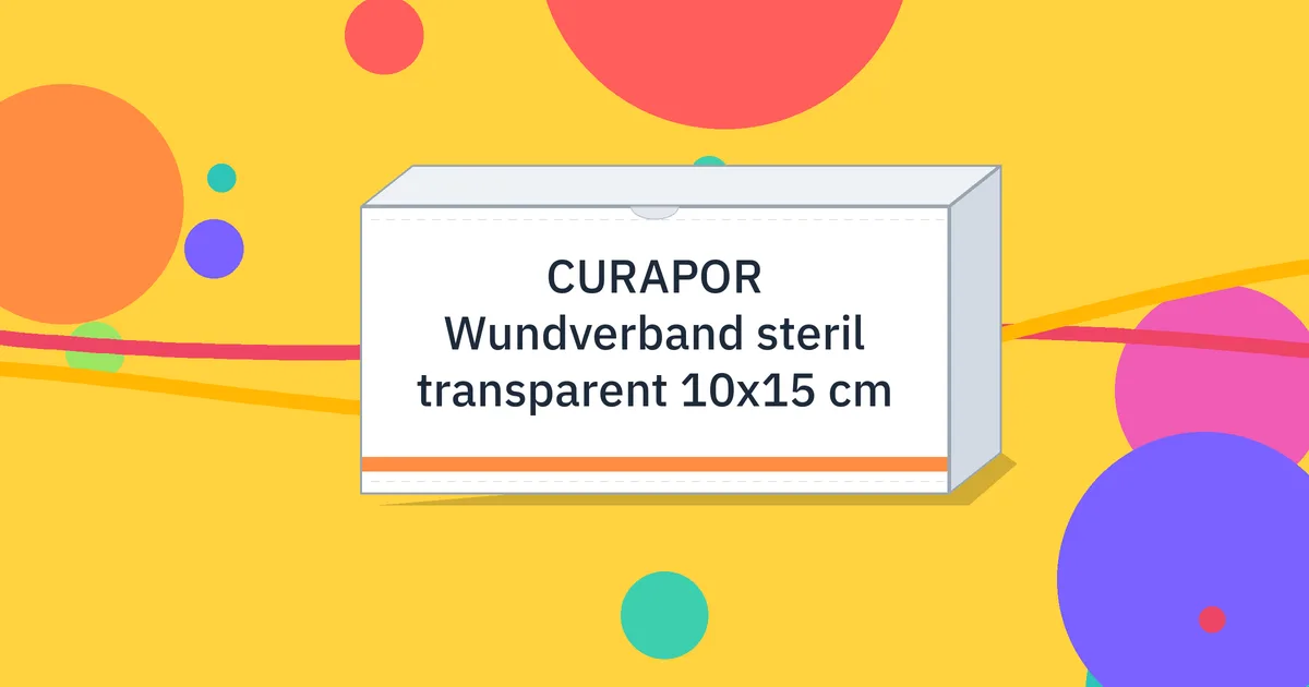 Symbolbild: Packung mit der Aufschrift CURAPOR Wundverband steril transparent 10x15 cm (PZN 19707096) – Verfügbarkeit und Bezug in Apotheken in Frankfurt am Main