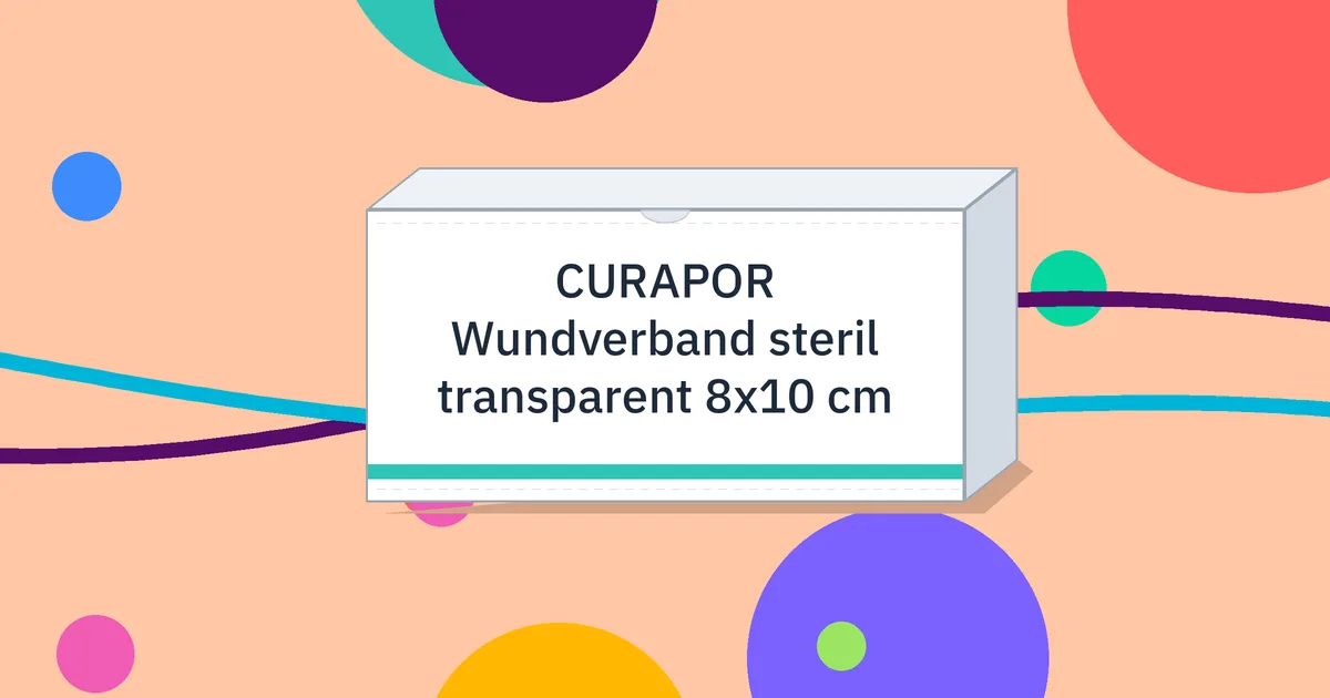 Symbolbild: Packung mit der Aufschrift CURAPOR Wundverband steril transparent 8x10 cm (PZN 19521368) – Verfügbarkeit und Bezug in Apotheken in Frankfurt am Main