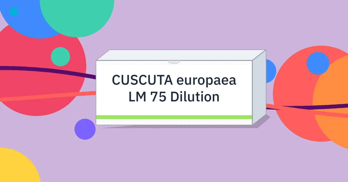 Symbolbild: Packung mit der Aufschrift CUSCUTA europaea LM 75 Dilution (PZN 13459378) – Verfügbarkeit und Bezug in Apotheken in Frankfurt am Main