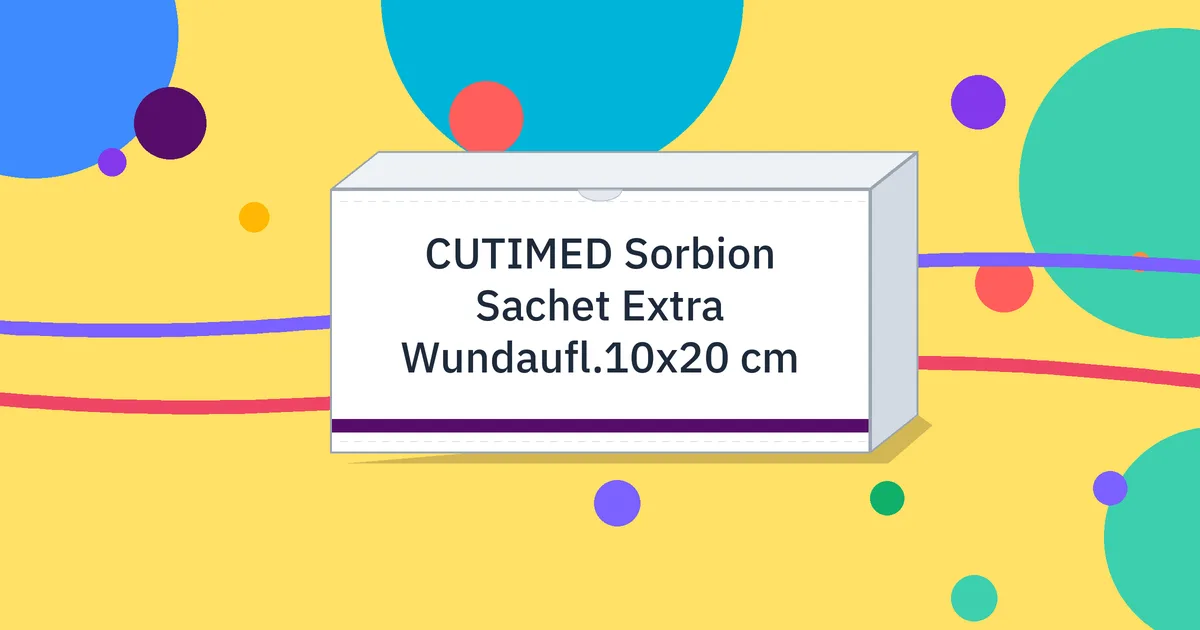 Symbolbild: Packung mit der Aufschrift CUTIMED Sorbion Sachet Extra Wundaufl.10x20 cm (PZN 16788680) – Verfügbarkeit und Bezug in Apotheken in Frankfurt am Main