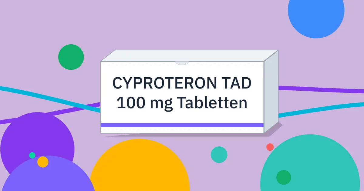 Symbolbild: Packung mit der Aufschrift CYPROTERON TAD 100 mg Tabletten (PZN 01743789) – Verfügbarkeit und Bezug in Apotheken in Frankfurt am Main