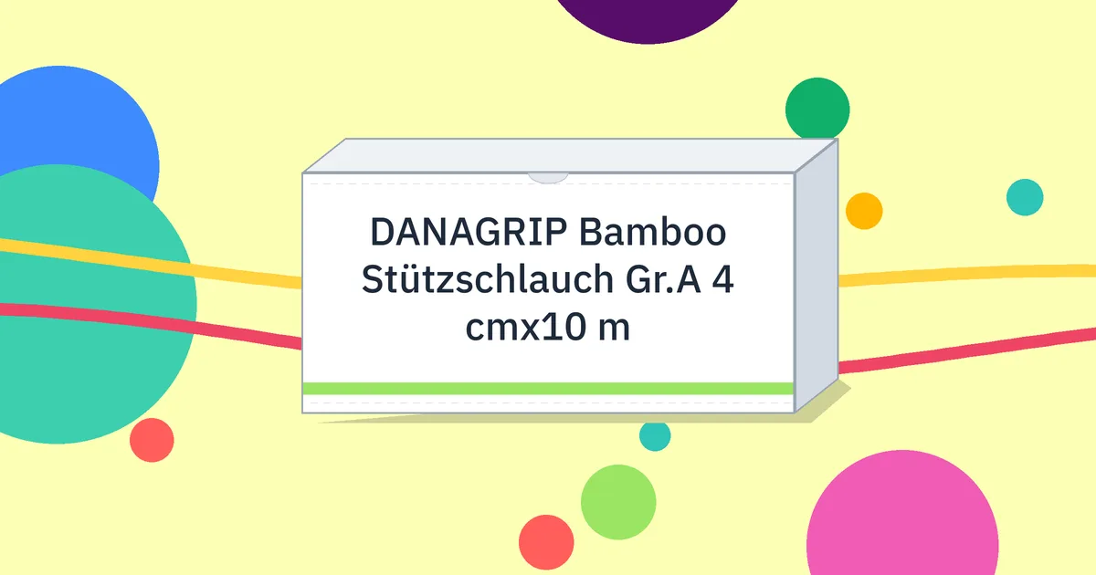 Symbolbild: Packung mit der Aufschrift DANAGRIP Bamboo Stützschlauch Gr.A 4 cmx10 m (PZN 20810735) – Verfügbarkeit und Bezug in Apotheken in Frankfurt am Main