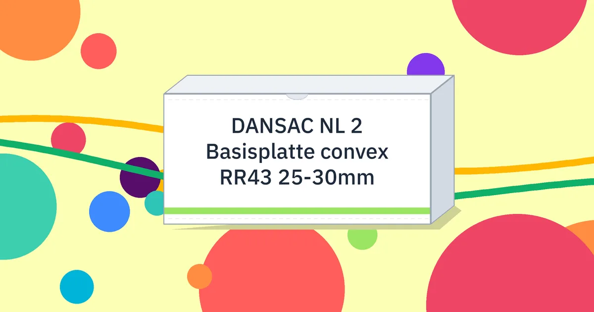 Symbolbild: Packung mit der Aufschrift DANSAC NL 2 Basisplatte convex RR43 25-30mm (PZN 09427740) – Verfügbarkeit und Bezug in Apotheken in Frankfurt am Main