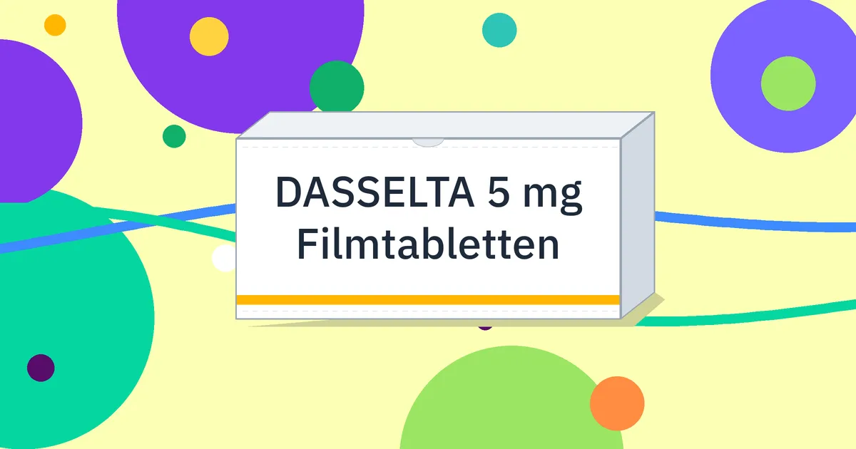 Symbolbild: Packung mit der Aufschrift DASSELTA 5 mg Filmtabletten (PZN 09884549) – Verfügbarkeit und Bezug in Apotheken in Frankfurt am Main