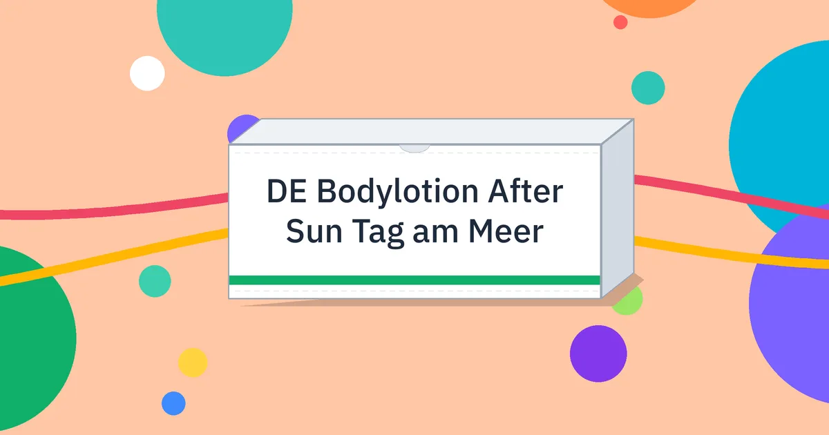 Symbolbild: Packung mit der Aufschrift DE Bodylotion After Sun Tag am Meer (PZN 14041439) – Verfügbarkeit und Bezug in Apotheken in Frankfurt am Main