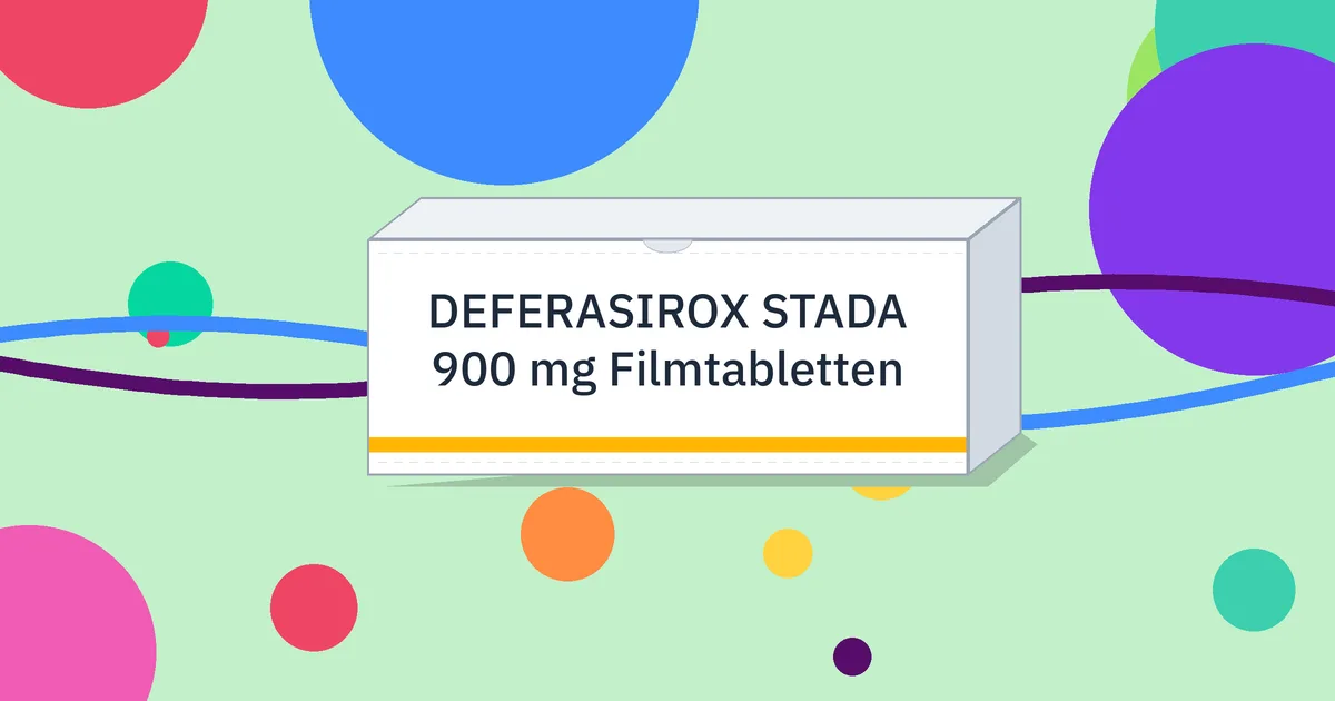 Symbolbild: Packung mit der Aufschrift DEFERASIROX STADA 900 mg Filmtabletten (PZN 17273570) – Verfügbarkeit und Bezug in Apotheken in Frankfurt am Main