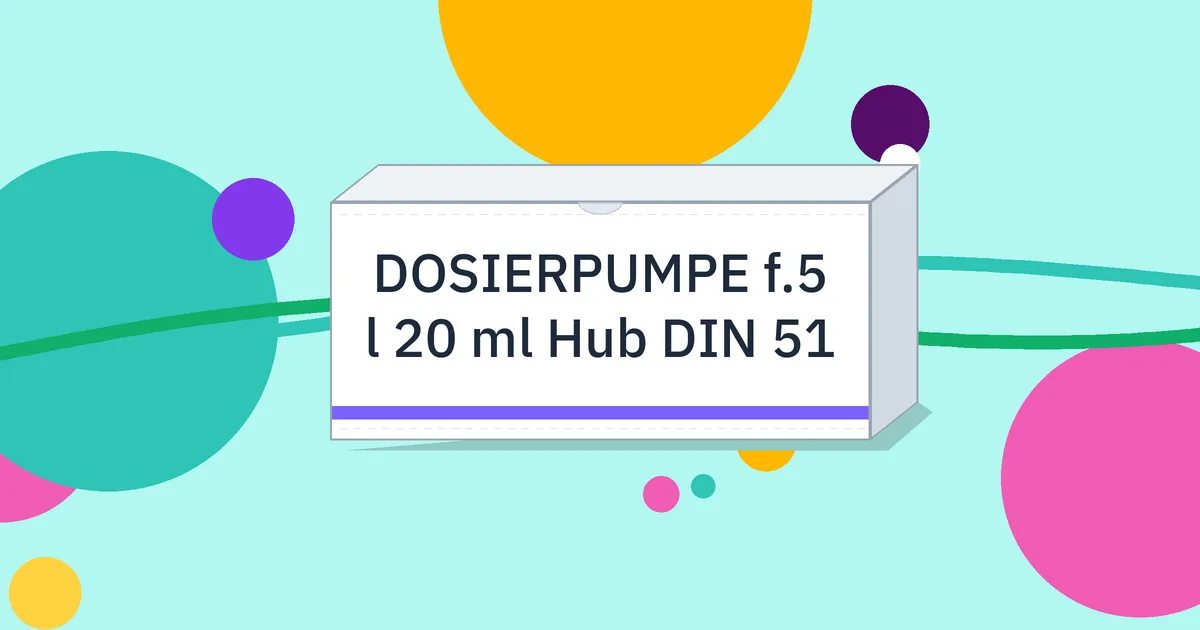 Symbolbild: Packung mit der Aufschrift DOSIERPUMPE f.5 l 20 ml Hub DIN 51 (PZN 16824453) – Verfügbarkeit und Bezug in Apotheken in Frankfurt am Main