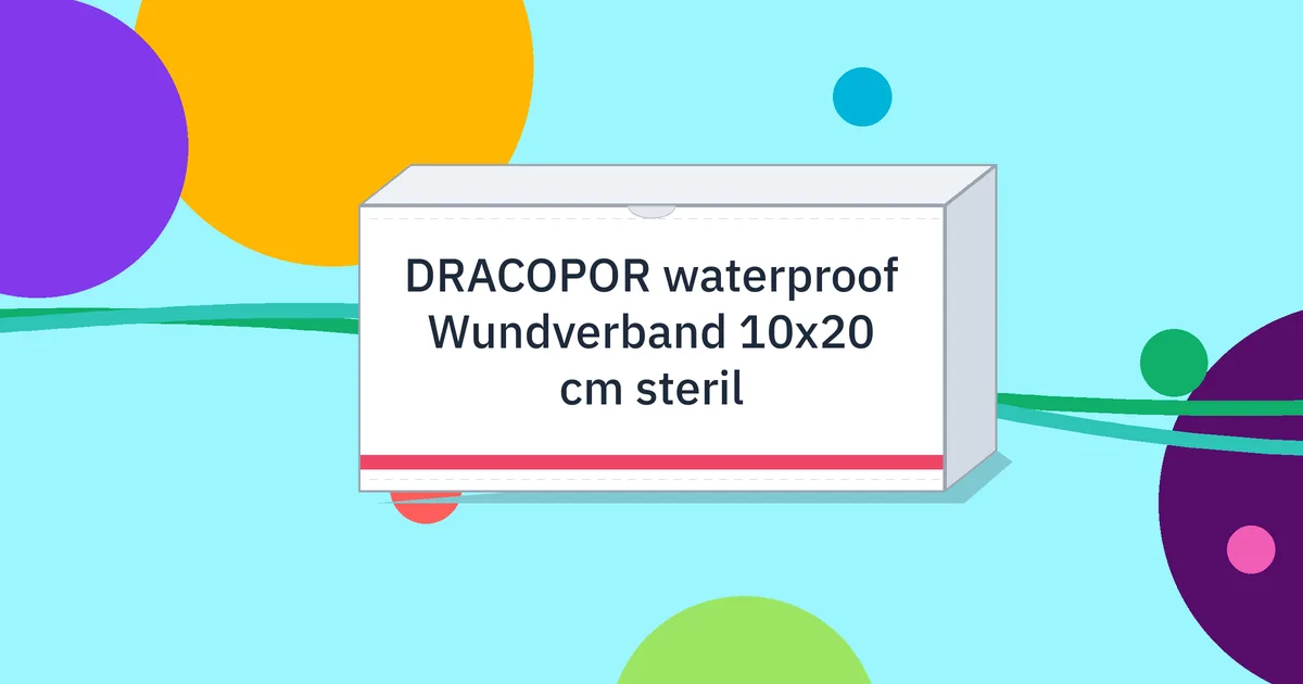Symbolbild: Packung mit der Aufschrift DRACOPOR waterproof Wundverband 10x20 cm steril (PZN 12749217) – Verfügbarkeit und Bezug in Apotheken in Frankfurt am Main