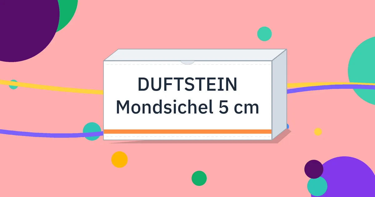 Symbolbild: Packung mit der Aufschrift DUFTSTEIN Mondsichel 5 cm (PZN 06943458) – Verfügbarkeit und Bezug in Apotheken in Frankfurt am Main