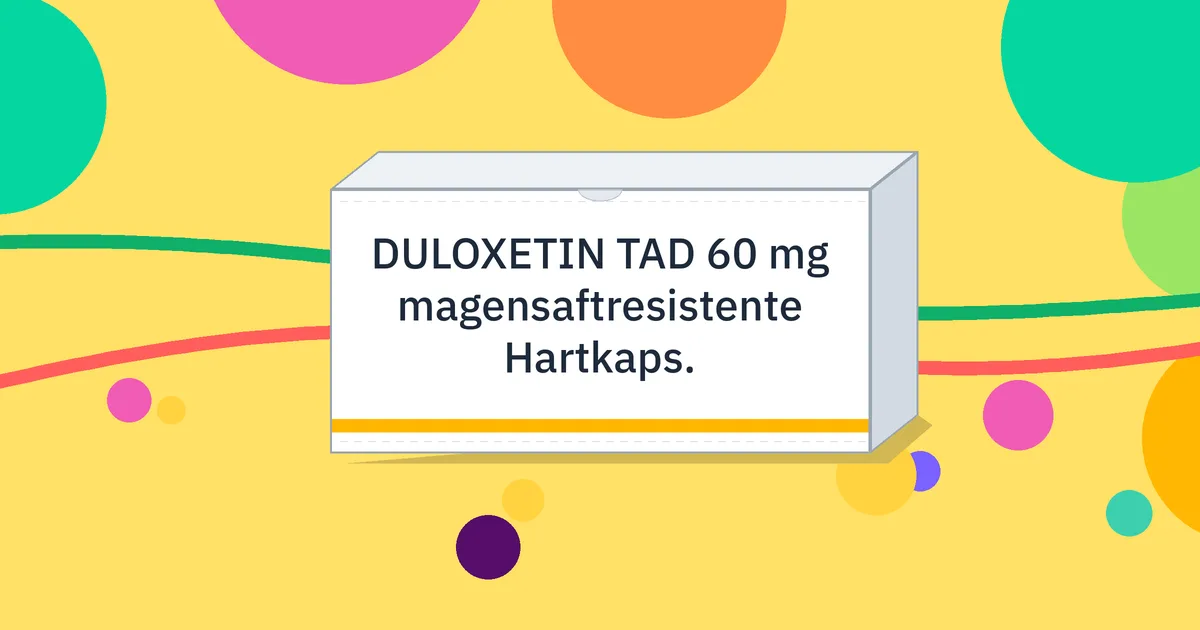 Symbolbild: Packung mit der Aufschrift DULOXETIN TAD 60 mg magensaftresistente Hartkaps. (PZN 17826069) – Verfügbarkeit und Bezug in Apotheken in Frankfurt am Main
