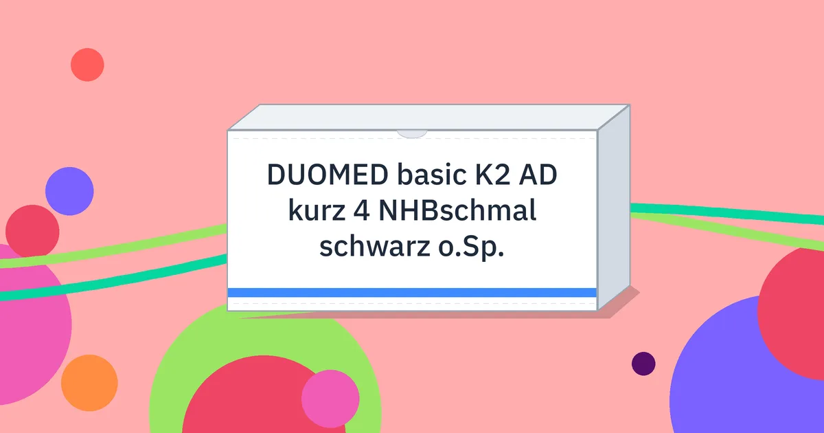 Symbolbild: Packung mit der Aufschrift DUOMED basic K2 AD kurz 4 NHBschmal schwarz o.Sp. (PZN 20907819) – Verfügbarkeit und Bezug in Apotheken in Frankfurt am Main