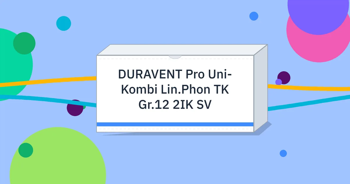 Symbolbild: Packung mit der Aufschrift DURAVENT Pro Uni-Kombi Lin.Phon TK Gr.12 2IK SV (PZN 19246488) – Verfügbarkeit und Bezug in Apotheken in Frankfurt am Main