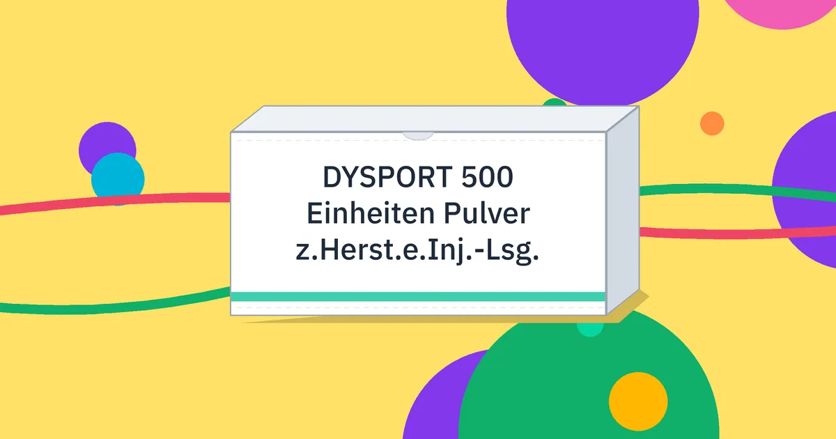 Symbolbild: Packung mit der Aufschrift DYSPORT 500 Einheiten Pulver z.Herst.e.Inj.-Lsg. (PZN 17668848) – Verfügbarkeit und Bezug in Apotheken in Frankfurt am Main