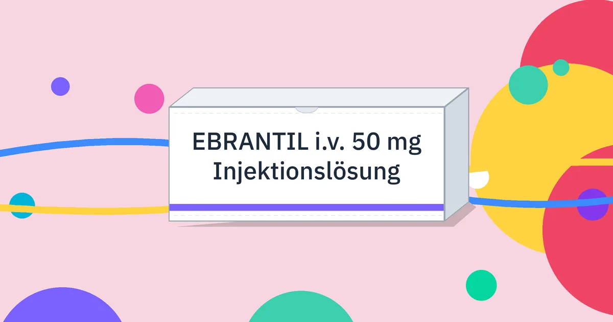 Symbolbild: Packung mit der Aufschrift EBRANTIL i.v. 50 mg Injektionslösung (PZN 03487936) – Verfügbarkeit und Bezug in Apotheken in Frankfurt am Main
