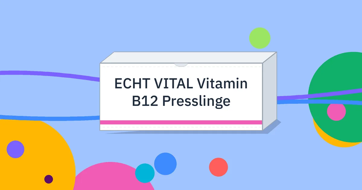 Symbolbild: Packung mit der Aufschrift ECHT VITAL Vitamin B12 Presslinge (PZN 18167491) – Verfügbarkeit und Bezug in Apotheken in Frankfurt am Main