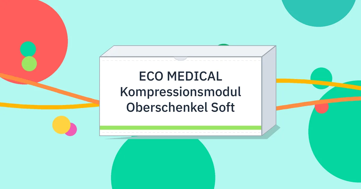 Symbolbild: Packung mit der Aufschrift ECO MEDICAL Kompressionsmodul Oberschenkel Soft (PZN 18718809) – Verfügbarkeit und Bezug in Apotheken in Frankfurt am Main