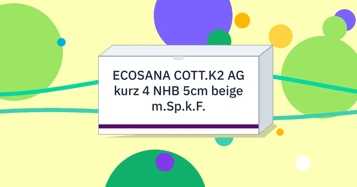 Symbolbild: Packung mit der Aufschrift ECOSANA COTT.K2 AG kurz 4 NHB 5cm beige m.Sp.k.F. (PZN 16949918) – Verfügbarkeit und Bezug in Apotheken in Frankfurt am Main