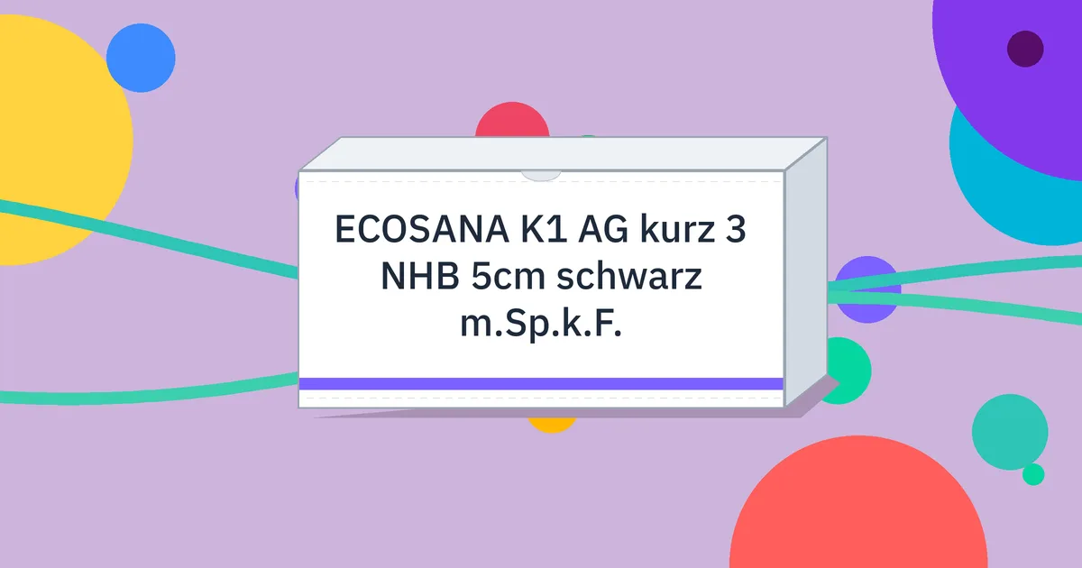 Symbolbild: Packung mit der Aufschrift ECOSANA K1 AG kurz 3 NHB 5cm schwarz m.Sp.k.F. (PZN 04727242) – Verfügbarkeit und Bezug in Apotheken in Frankfurt am Main