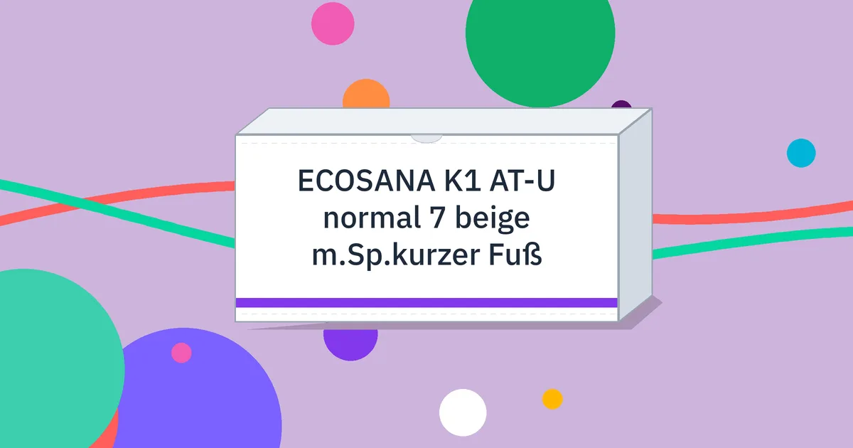 Symbolbild: Packung mit der Aufschrift ECOSANA K1 AT-U normal 7 beige m.Sp.kurzer Fuß (PZN 04735810) – Verfügbarkeit und Bezug in Apotheken in Frankfurt am Main