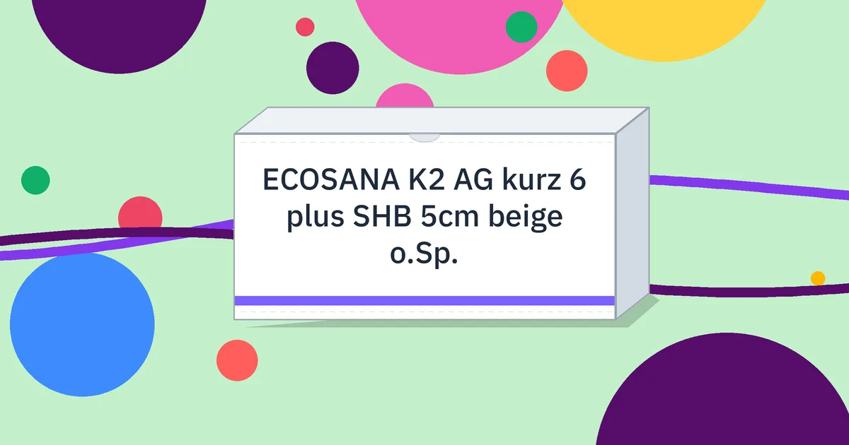 Symbolbild: Packung mit der Aufschrift ECOSANA K2 AG kurz 6 plus SHB 5cm beige o.Sp. (PZN 01515031) – Verfügbarkeit und Bezug in Apotheken in Frankfurt am Main