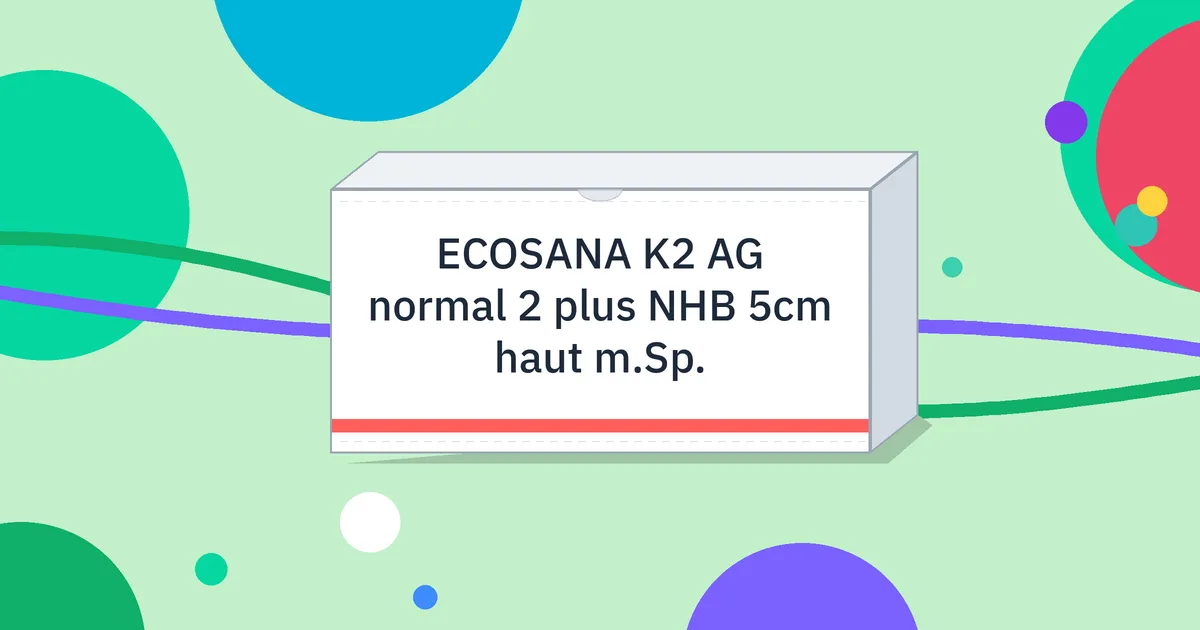 Symbolbild: Packung mit der Aufschrift ECOSANA K2 AG normal 2 plus NHB 5cm haut m.Sp. (PZN 01401161) – Verfügbarkeit und Bezug in Apotheken in Frankfurt am Main