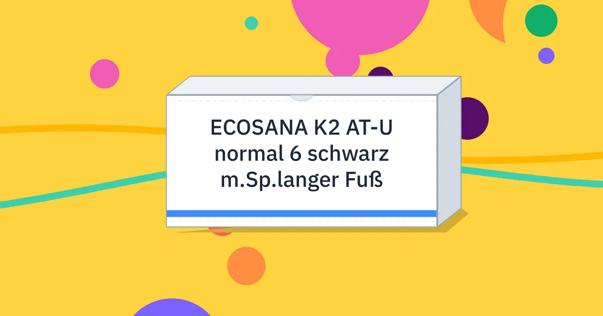 Symbolbild: Packung mit der Aufschrift ECOSANA K2 AT-U normal 6 schwarz m.Sp.langer Fuß (PZN 10956538) – Verfügbarkeit und Bezug in Apotheken in Frankfurt am Main