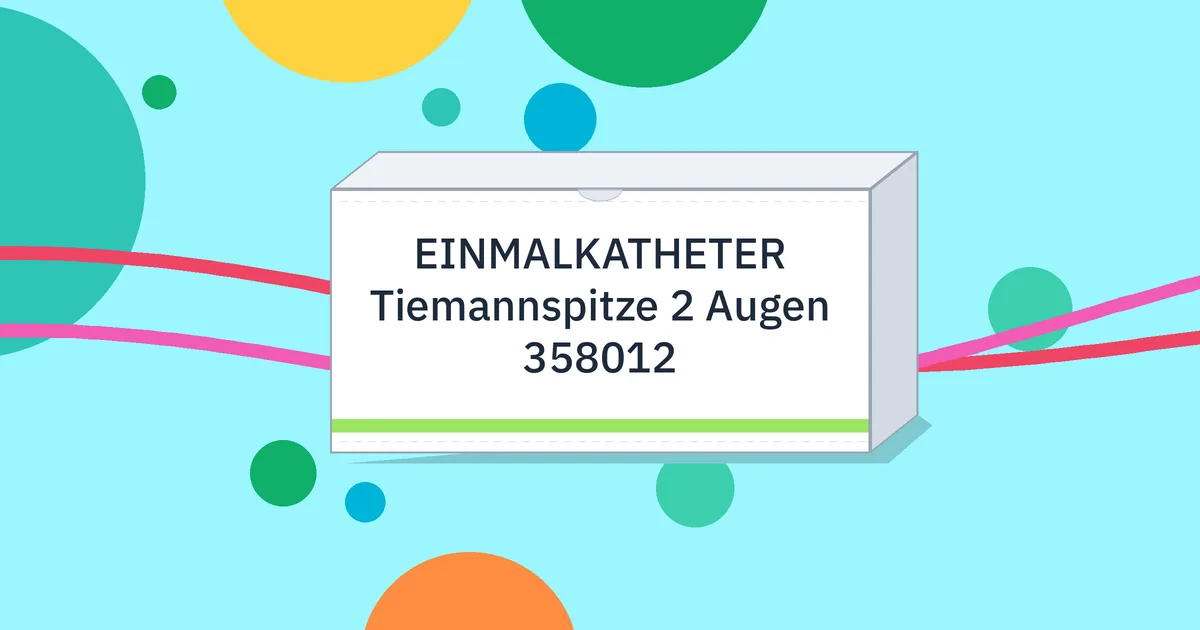 Symbolbild: Packung mit der Aufschrift EINMALKATHETER Tiemannspitze 2 Augen 358012 (PZN 20288658) – Verfügbarkeit und Bezug in Apotheken in Frankfurt am Main