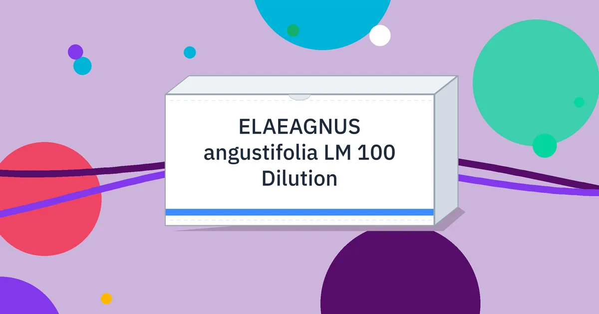 Symbolbild: Packung mit der Aufschrift ELAEAGNUS angustifolia LM 100 Dilution (PZN 13469632) – Verfügbarkeit und Bezug in Apotheken in Frankfurt am Main