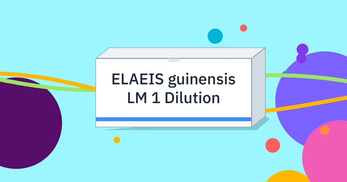 Symbolbild: Packung mit der Aufschrift ELAEIS guinensis LM 1 Dilution (PZN 13469661) – Verfügbarkeit und Bezug in Apotheken in Frankfurt am Main