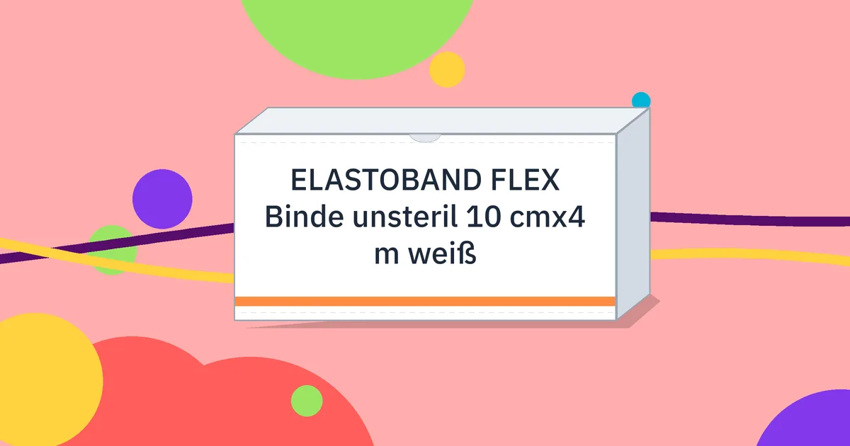 Symbolbild: Packung mit der Aufschrift ELASTOBAND FLEX Binde unsteril 10 cmx4 m weiß (PZN 19388900) – Verfügbarkeit und Bezug in Apotheken in Frankfurt am Main