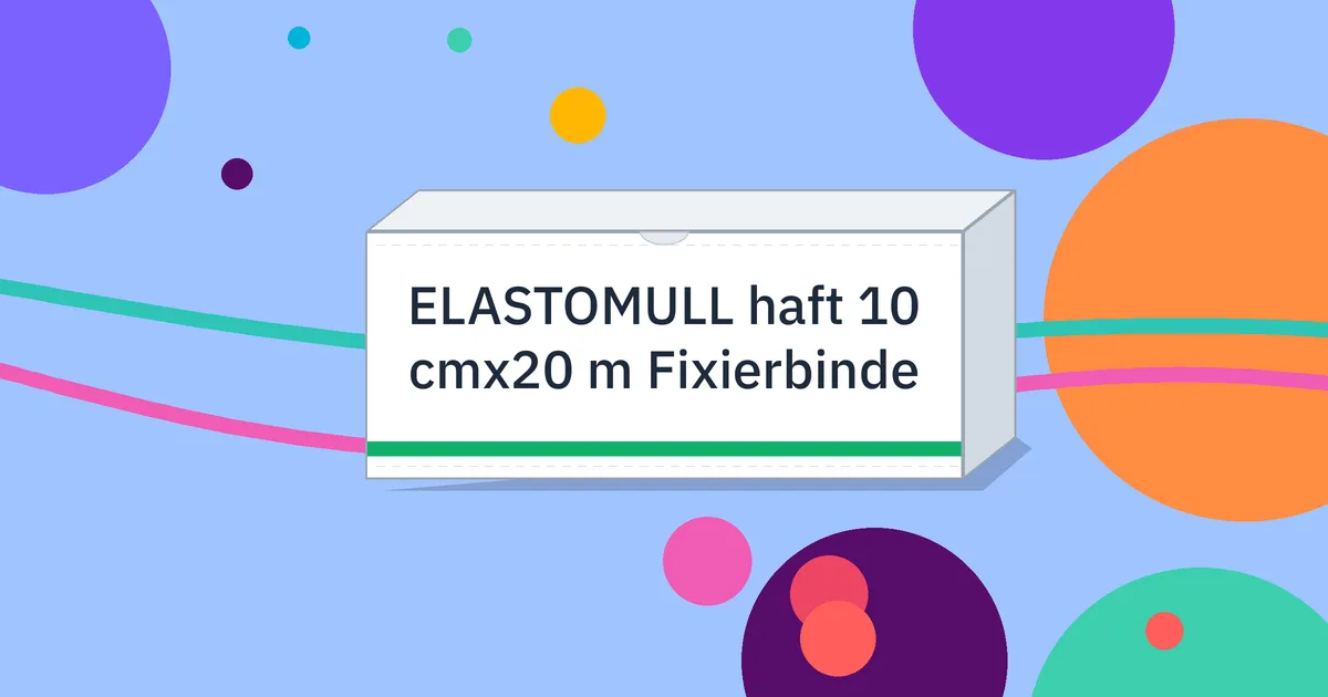 Symbolbild: Packung mit der Aufschrift ELASTOMULL haft 10 cmx20 m Fixierbinde (PZN 05398384) – Verfügbarkeit und Bezug in Apotheken in Frankfurt am Main
