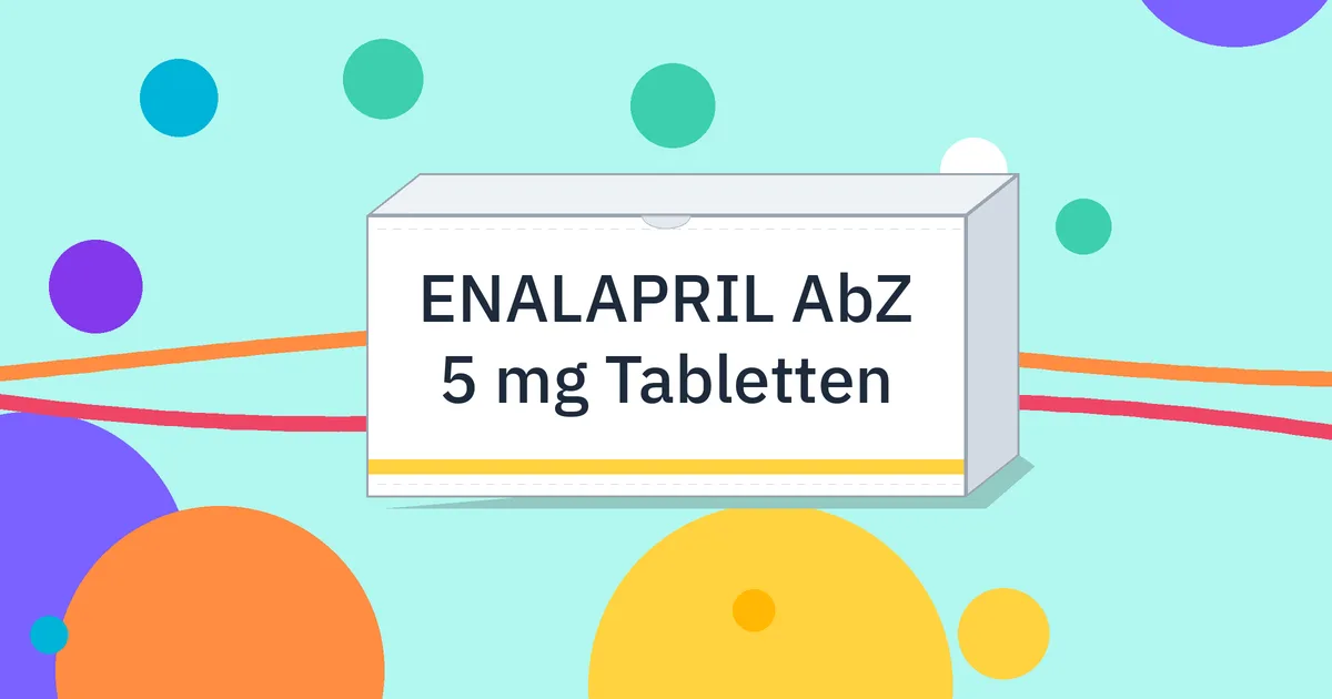 Symbolbild: Packung mit der Aufschrift ENALAPRIL AbZ 5 mg Tabletten (PZN 01015676) – Verfügbarkeit und Bezug in Apotheken in Frankfurt am Main