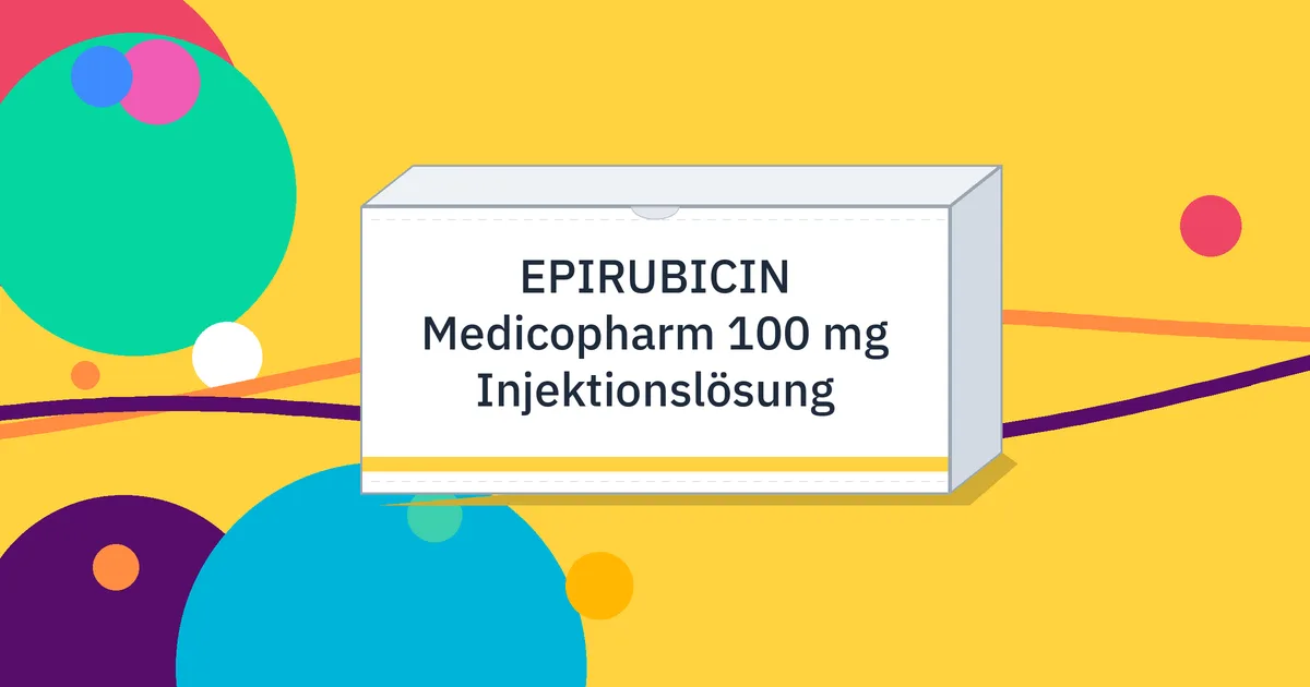 Symbolbild: Packung mit der Aufschrift EPIRUBICIN Medicopharm 100 mg Injektionslösung (PZN 05351709) – Verfügbarkeit und Bezug in Apotheken in Frankfurt am Main