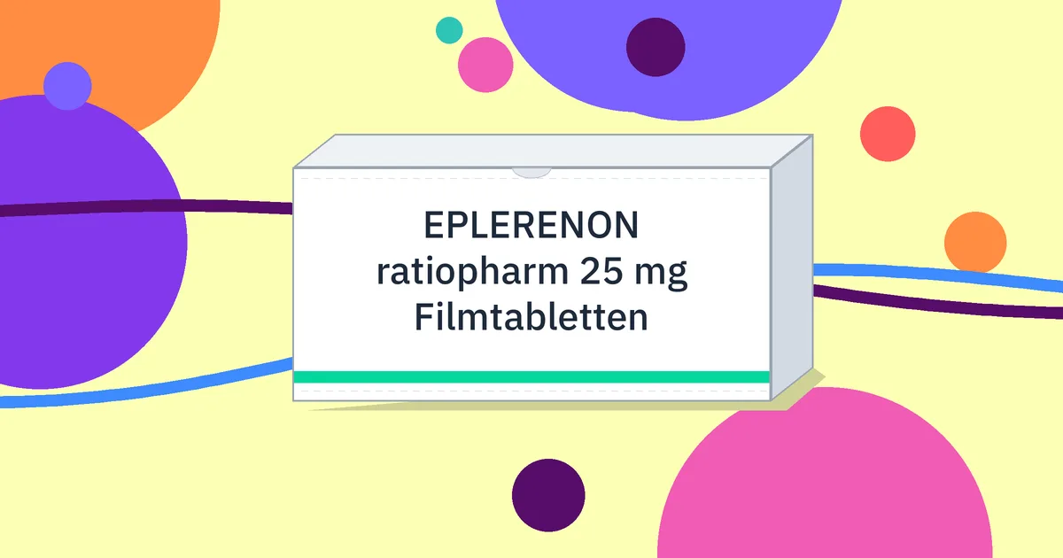 Symbolbild: Packung mit der Aufschrift EPLERENON ratiopharm 25 mg Filmtabletten (PZN 19830253) – Verfügbarkeit und Bezug in Apotheken in Frankfurt am Main