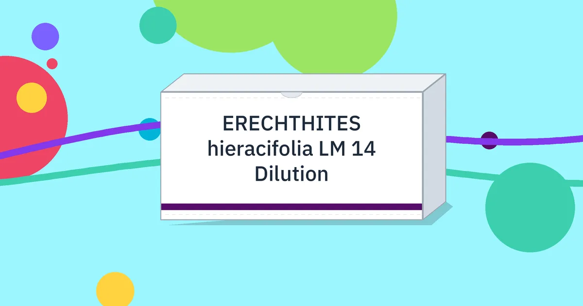 Symbolbild: Packung mit der Aufschrift ERECHTHITES hieracifolia LM 14 Dilution (PZN 13474372) – Verfügbarkeit und Bezug in Apotheken in Frankfurt am Main
