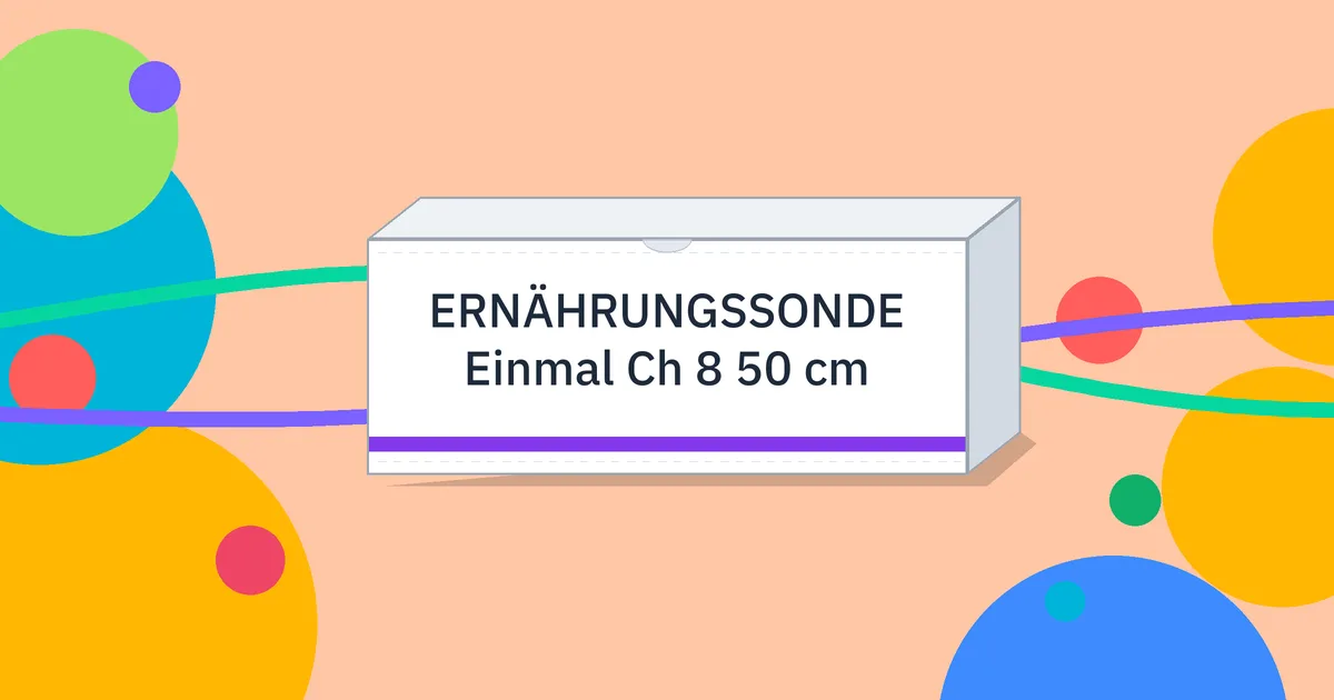 Symbolbild: Packung mit der Aufschrift ERNÄHRUNGSSONDE Einmal Ch 8 50 cm (PZN 02438841) – Verfügbarkeit und Bezug in Apotheken in Frankfurt am Main