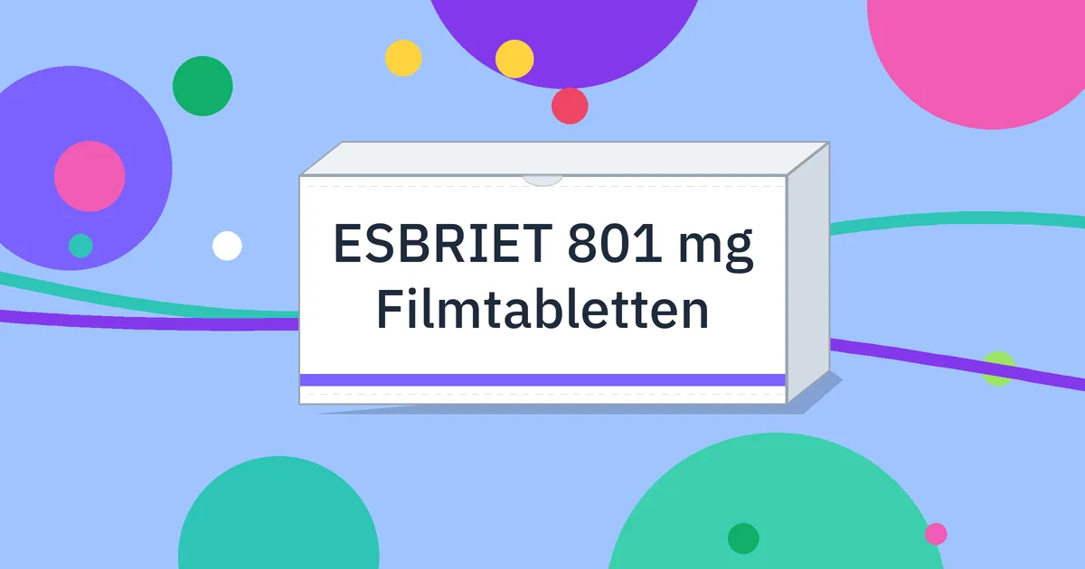 Symbolbild: Packung mit der Aufschrift ESBRIET 801 mg Filmtabletten (PZN 14033316) – Verfügbarkeit und Bezug in Apotheken in Frankfurt am Main