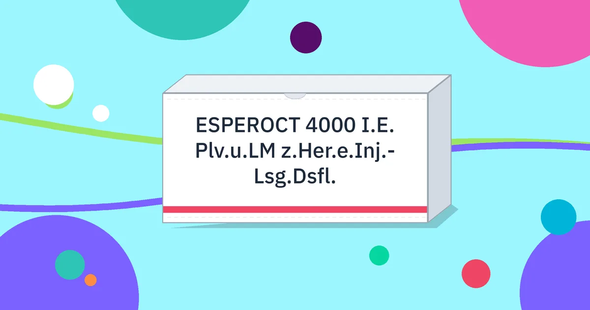 Symbolbild: Packung mit der Aufschrift ESPEROCT 4000 I.E. Plv.u.LM z.Her.e.Inj.-Lsg.Dsfl. (PZN 18897953) – Verfügbarkeit und Bezug in Apotheken in Frankfurt am Main